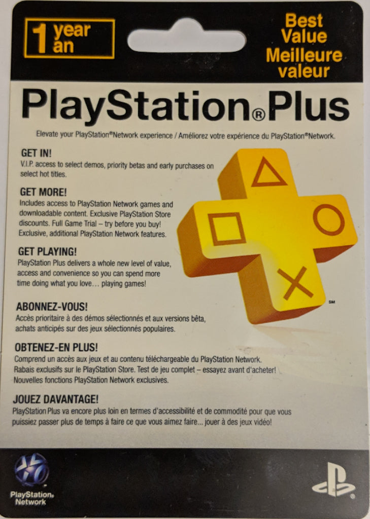Playstation 1 year membership card store
